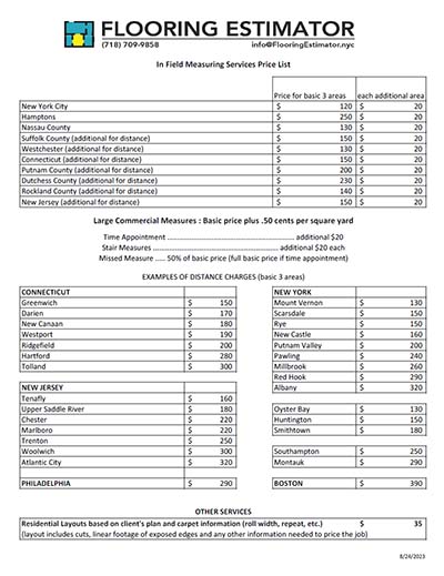 Residential Floor Estimator – Price List | Flooring Estimating Services